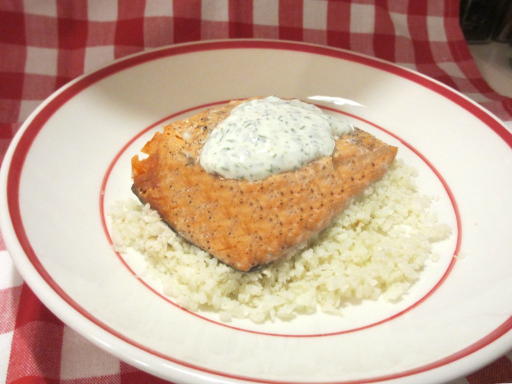 Wilde zalm op bloemkoolrijst - Eetplezier & Meer